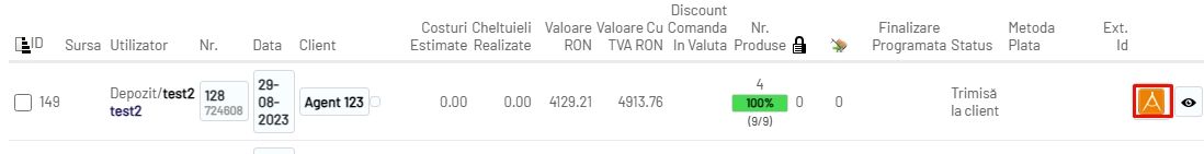 Afisare fisa de productie pe lista comenzi manuale